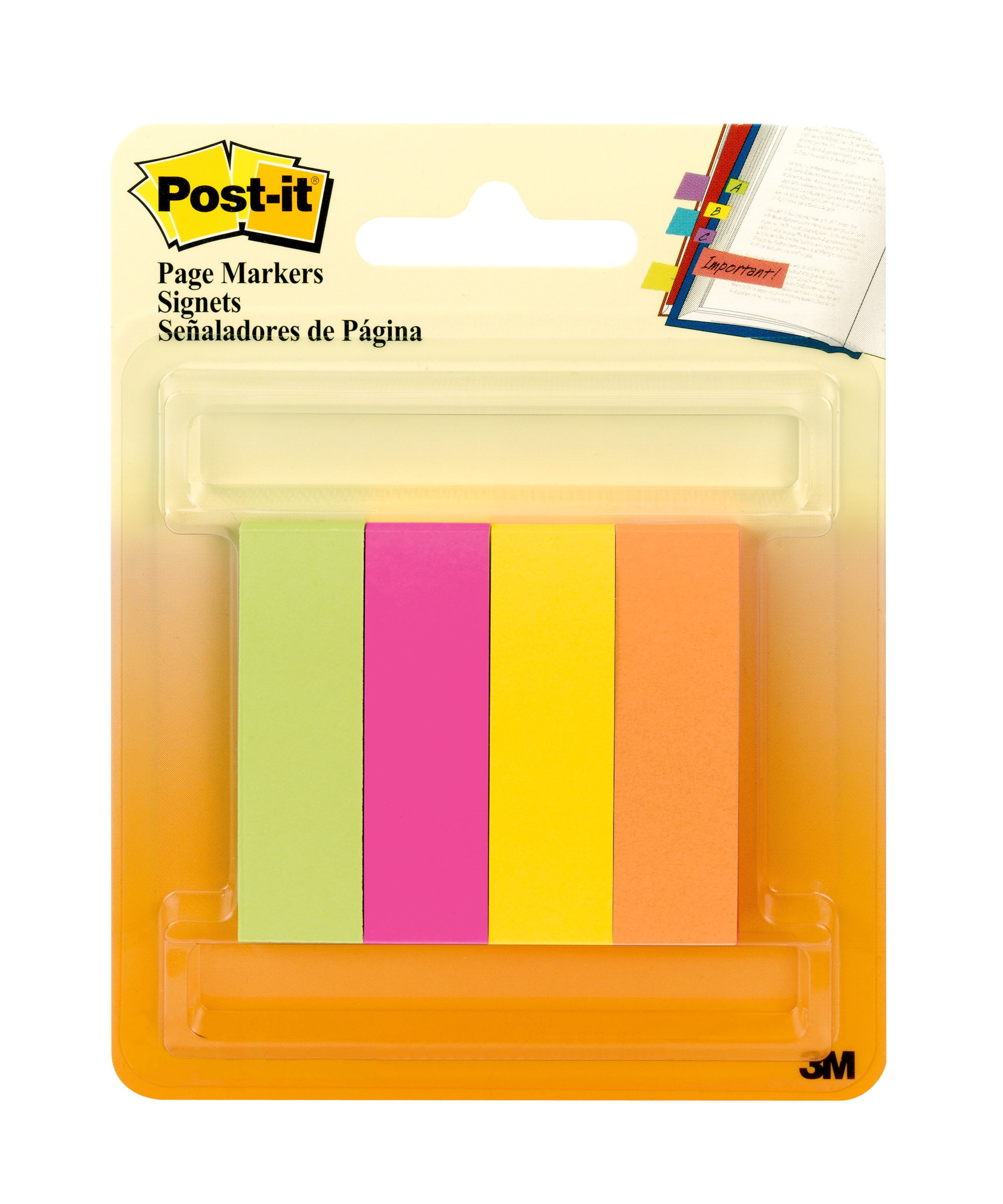 Post-it Page Markers, Assorted Colors , 1/2" x 2", 4 Pads - Walmart.com ...