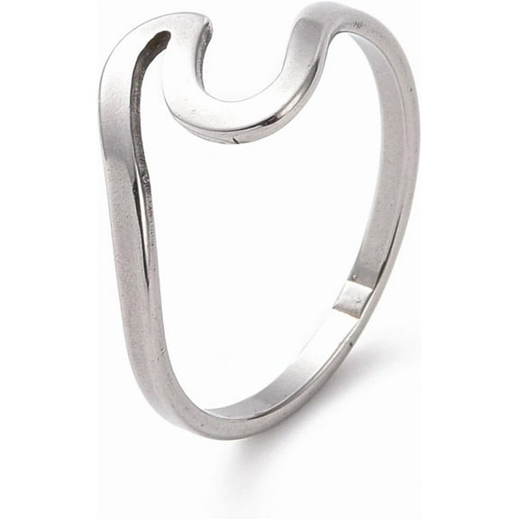 10Pcs 201 Stainless Steel Wave Finger Rings Size 6 Ocean Sea Model Rings Hollow Cute Statement ...