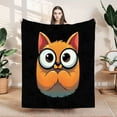 Cozy Flannel Blanket with Playful Cartoon Cat Design - Soft Warm ...