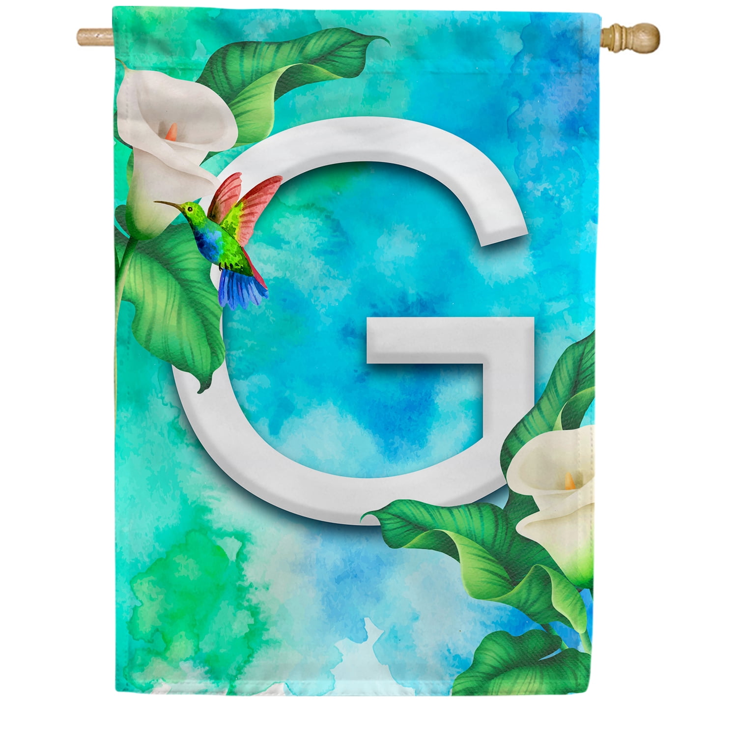America Forever Summer Flowers Birds Monogram House Flag Letter G 28 x ...