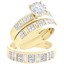 10K Yellow Gold Diamond Trio Set Teardrop Bridal Set Milgrain Wedding ...
