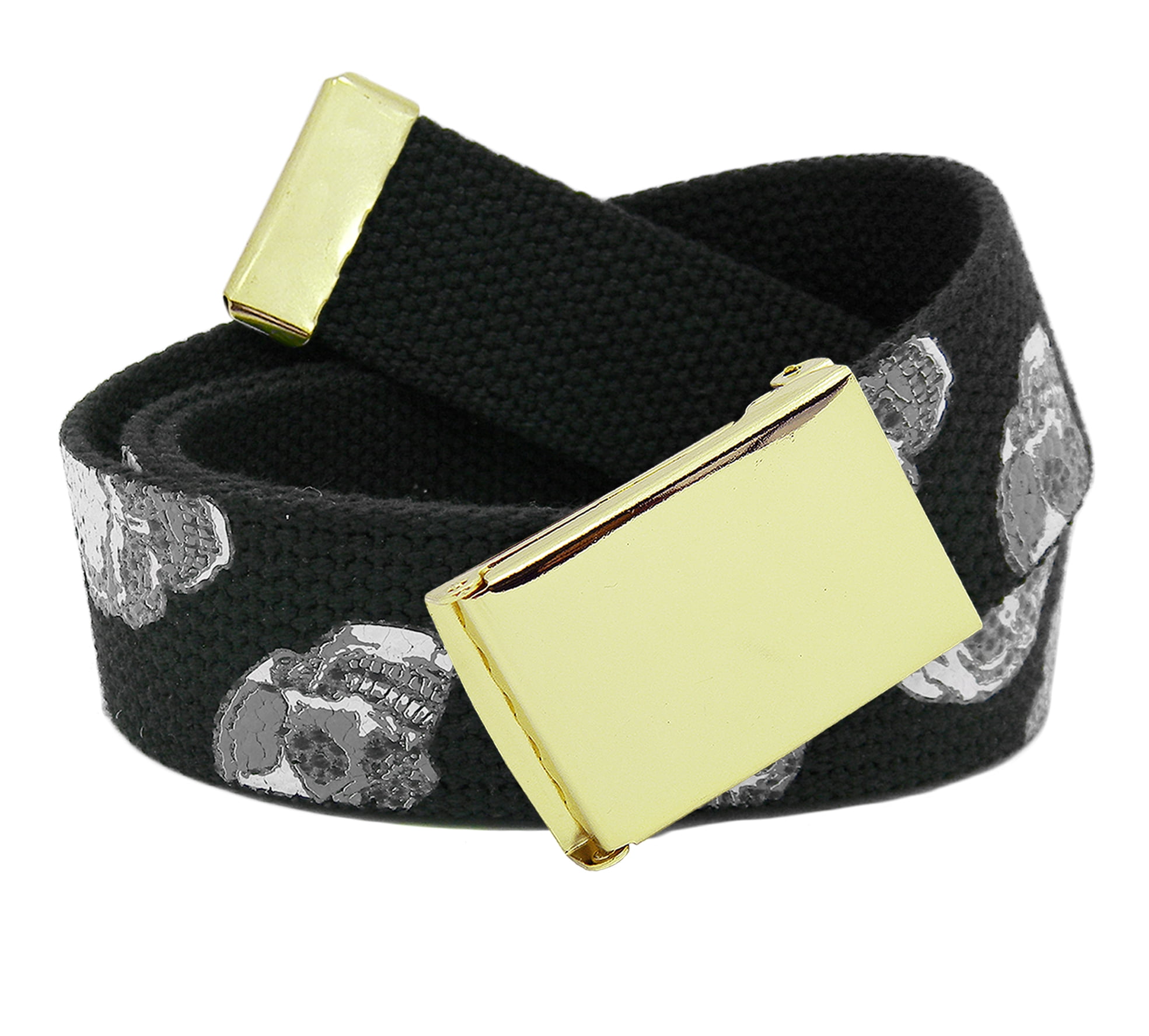 Men's Gold Military Flip Top Belt Buckle with Canvas Web Belt Medium ...