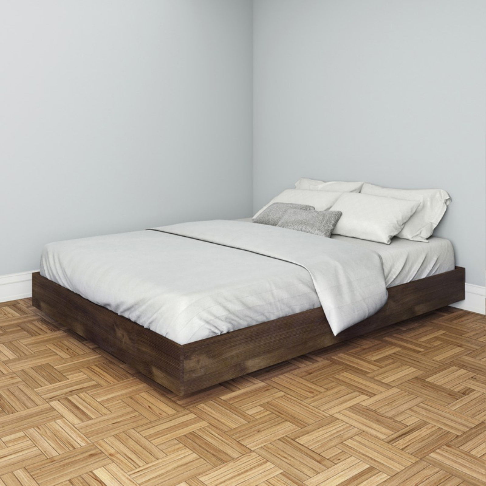 Nexera Queen Size Platform Wood Bed Frame, Truffle - Walmart.com