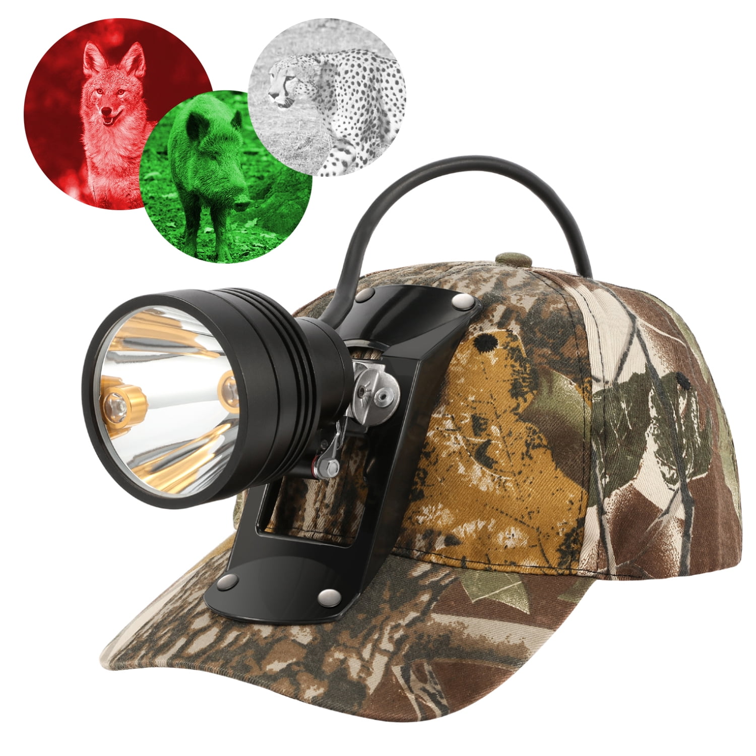 COOLTOP 80000 LUX LED Coyote Hog Coon Hunting Light, with 3 LED Cap ...