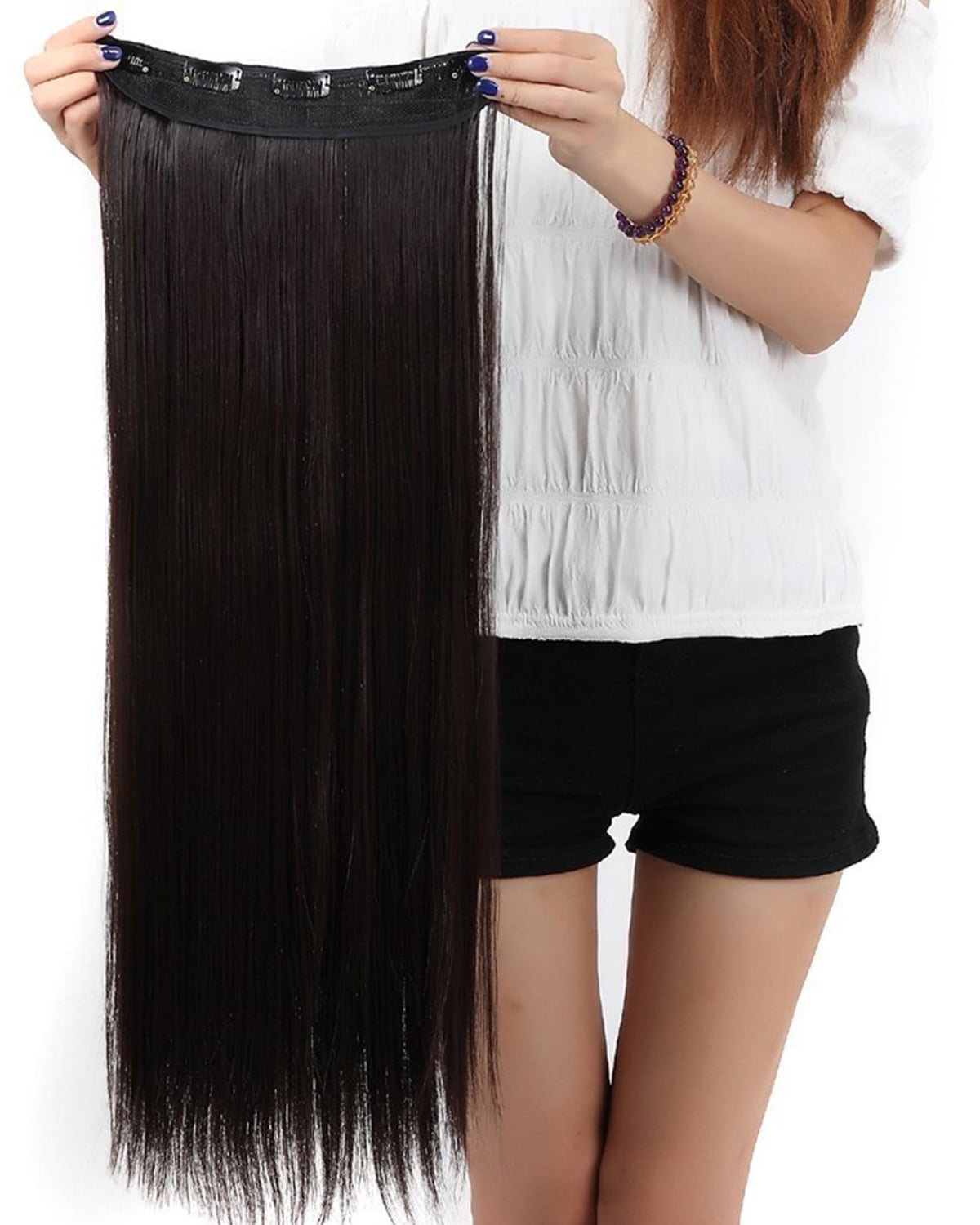 SAYFUT Trendy 30"Long Straight 3/4 Full Head Clip in Synthetic Hair ...