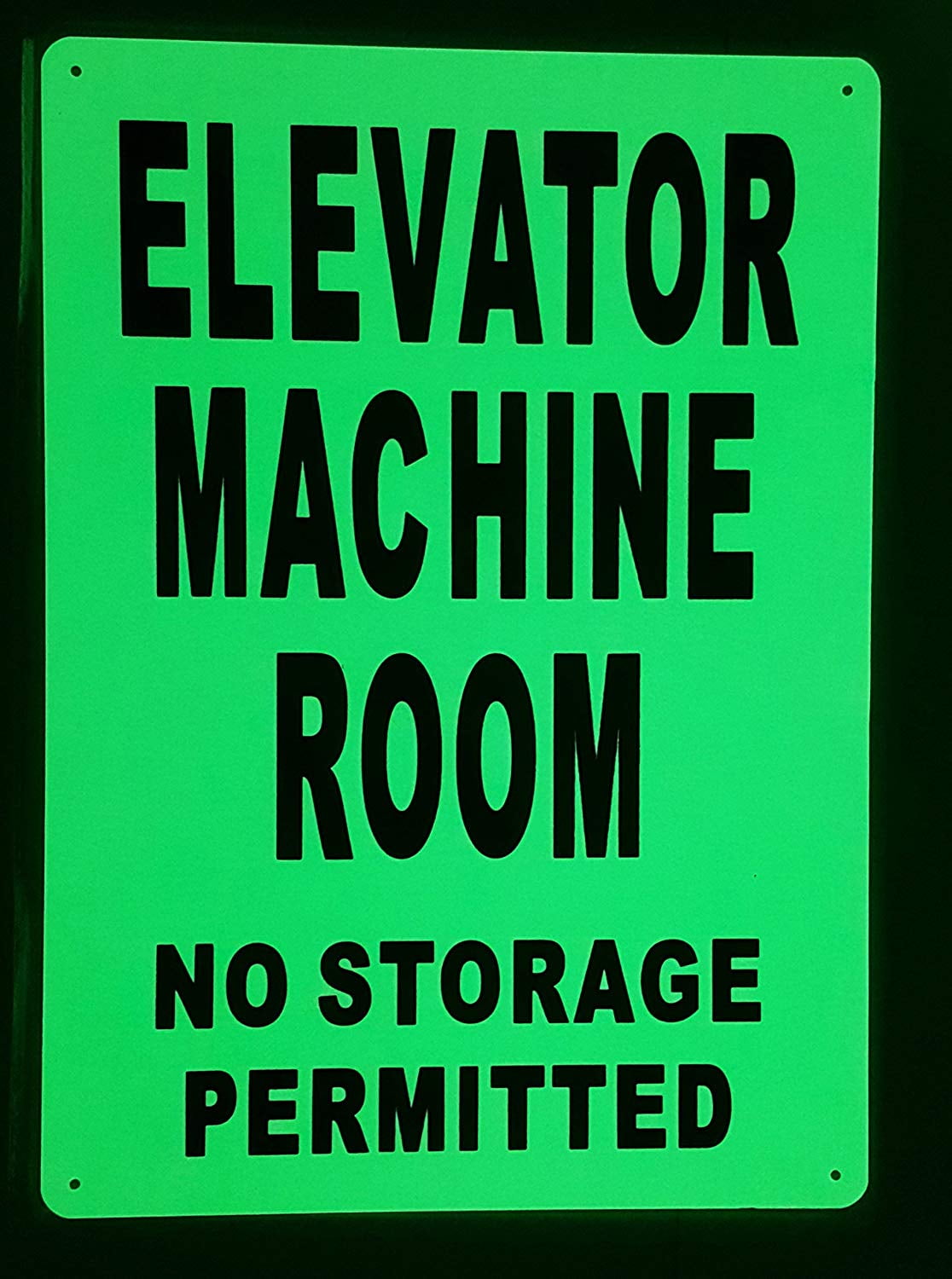 ELEVATOR MACHINE ROOM SIGN GLOW IN THE DARK (HEAVY DUTY,ALUMINUM SIGN ...