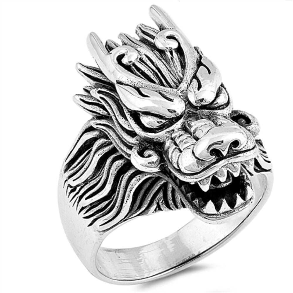 Sterling Silver Angry Dragon Ring - Walmart.com