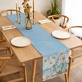 Coastal Scenery Dining Table Runner, Summer Flowers Jars Starfish Beach ...