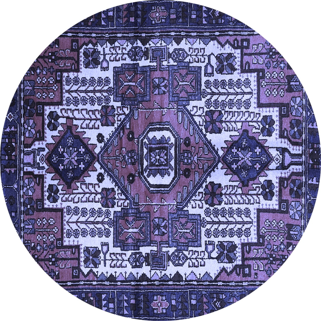 Ahgly Company Indoor Round Persian Blue Traditional Area Rugs, 7' Round ...