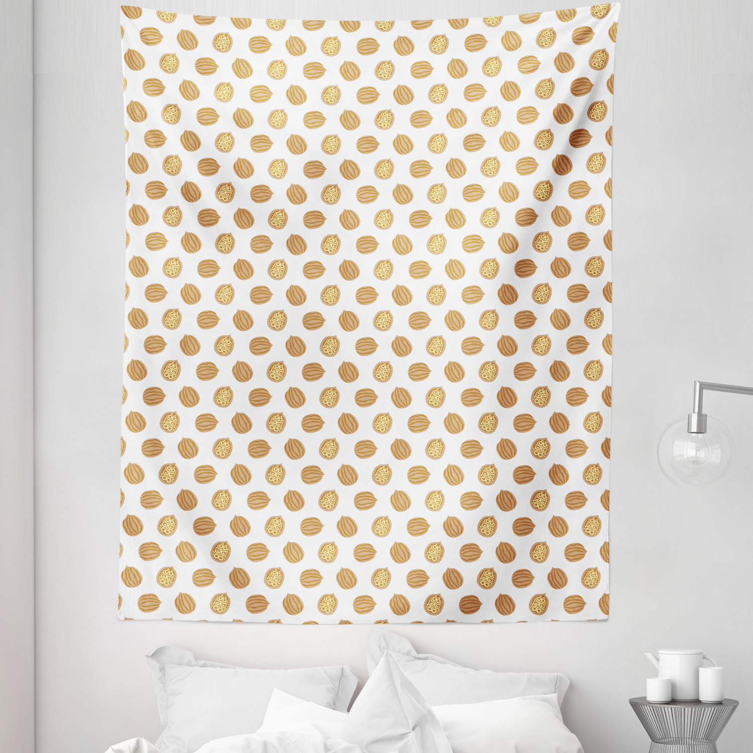 Walnut Tapestry, Hand Drawn Abstract Design Repeating Pattern of Nuts ...