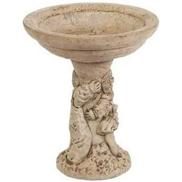 Solid Rock Stoneworks Timber Wood Birdbath - 24" Tall x 18" Diameter - Walnut - Walmart.com