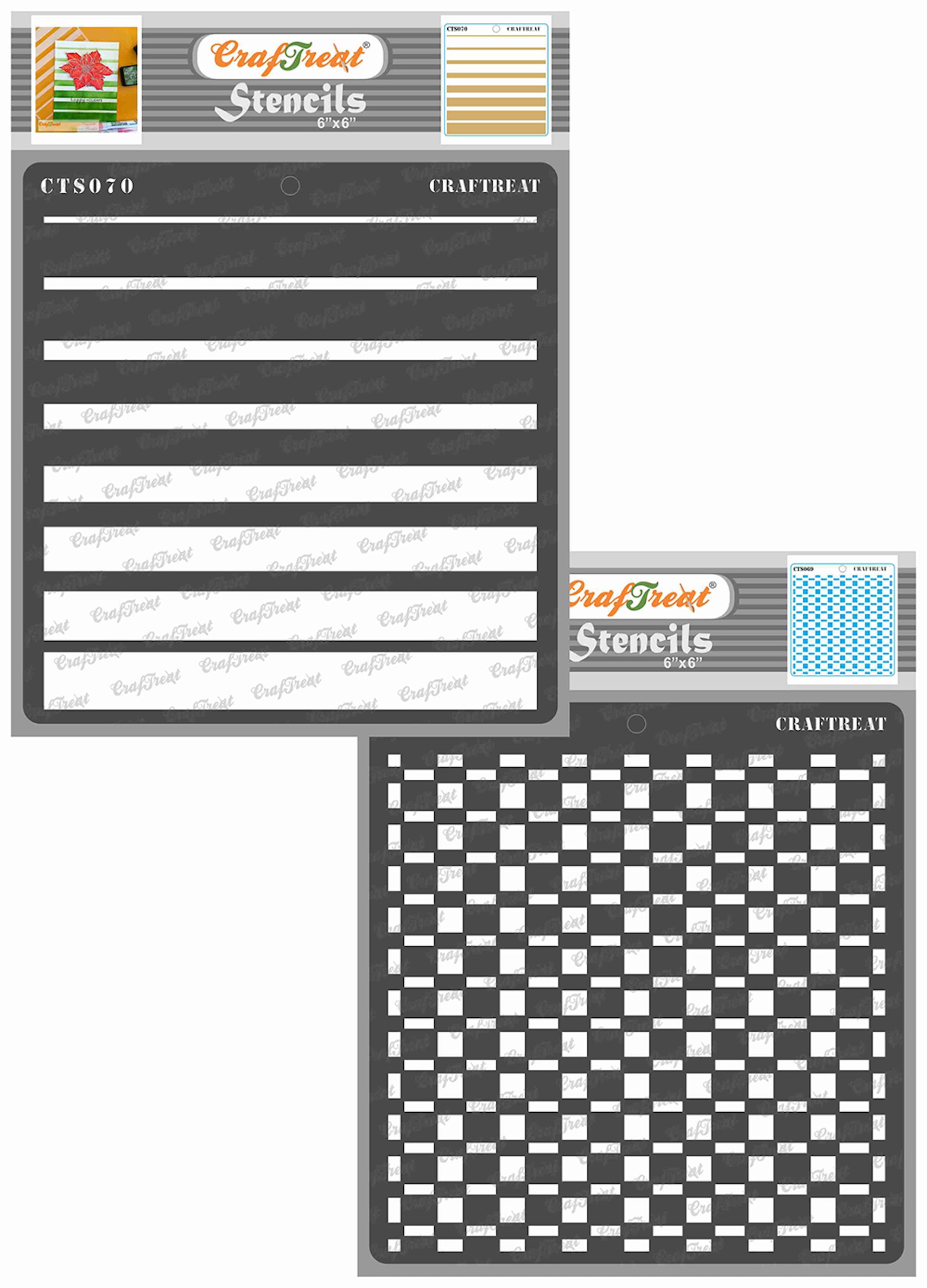 CrafTreat Graduated Stripes and Checkered Stencil for Painting and ...