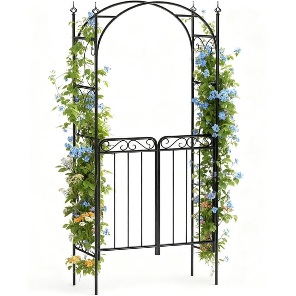 ModFusion 7.2 ft Garden Arbor with Planter Box, Ground Stakes, Metal ...