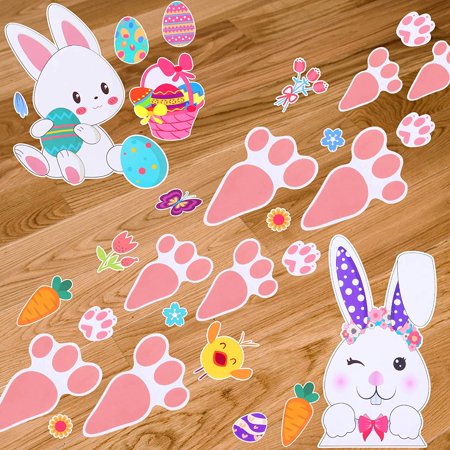 TESNN 360 Pieces Easter Bunny Paw Print Floor Clings Decals Easter ...