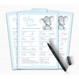 BLUE ELEPHANT Baby Shower Game — BABY TRIVIA Games — Pack of 25 — BOY ...