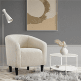 Yaheetech Upholstered Club Chair Accent Barrel Chair, Ivory - Walmart.com