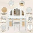 White Vanity Desk with 13 Hollywood Lights and 3 Lighting Modes, 44.37 ...
