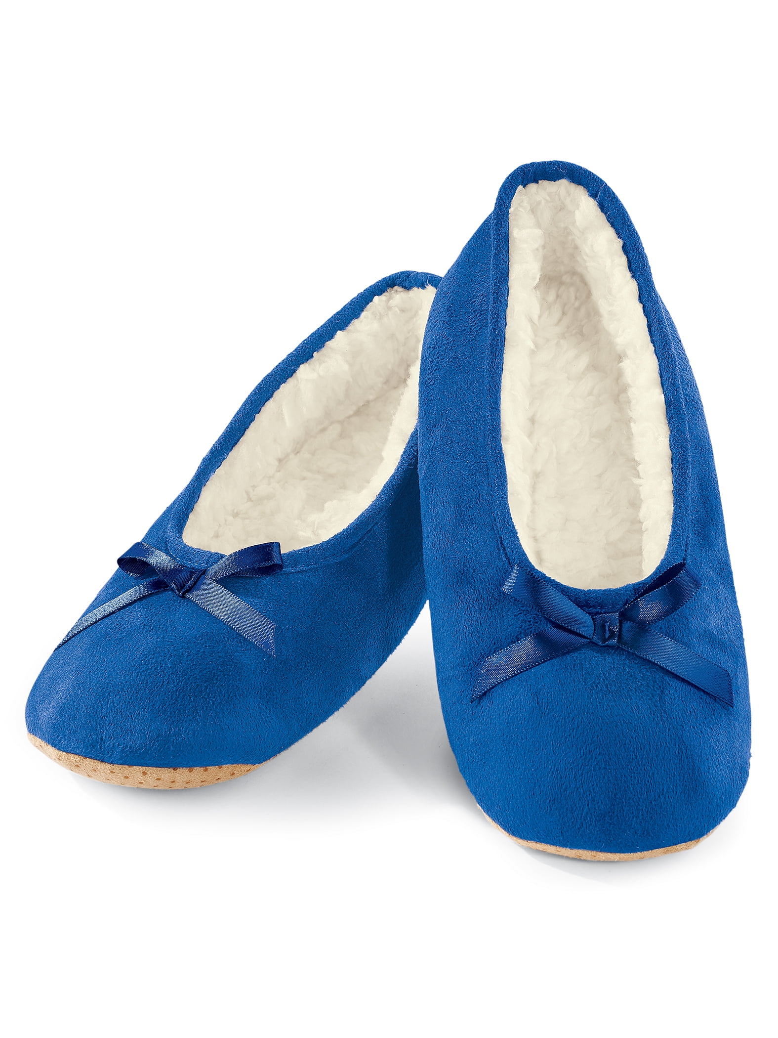 Collections Etc Women's Faux Suede Cozy Ballerina Slippers Royal Blue ...