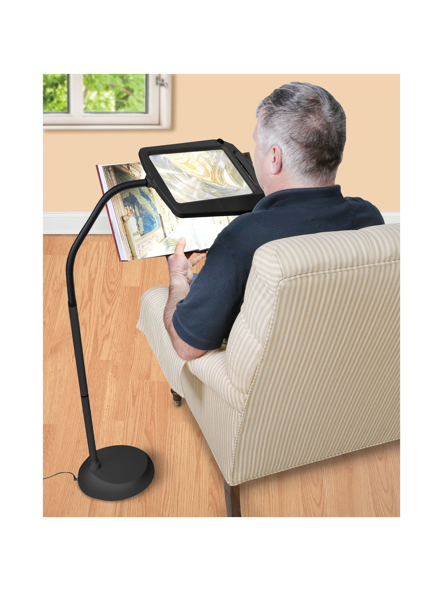 DAYLIGHT24 Floor Standing Magnifying Glass with Light and Stand - Black ...