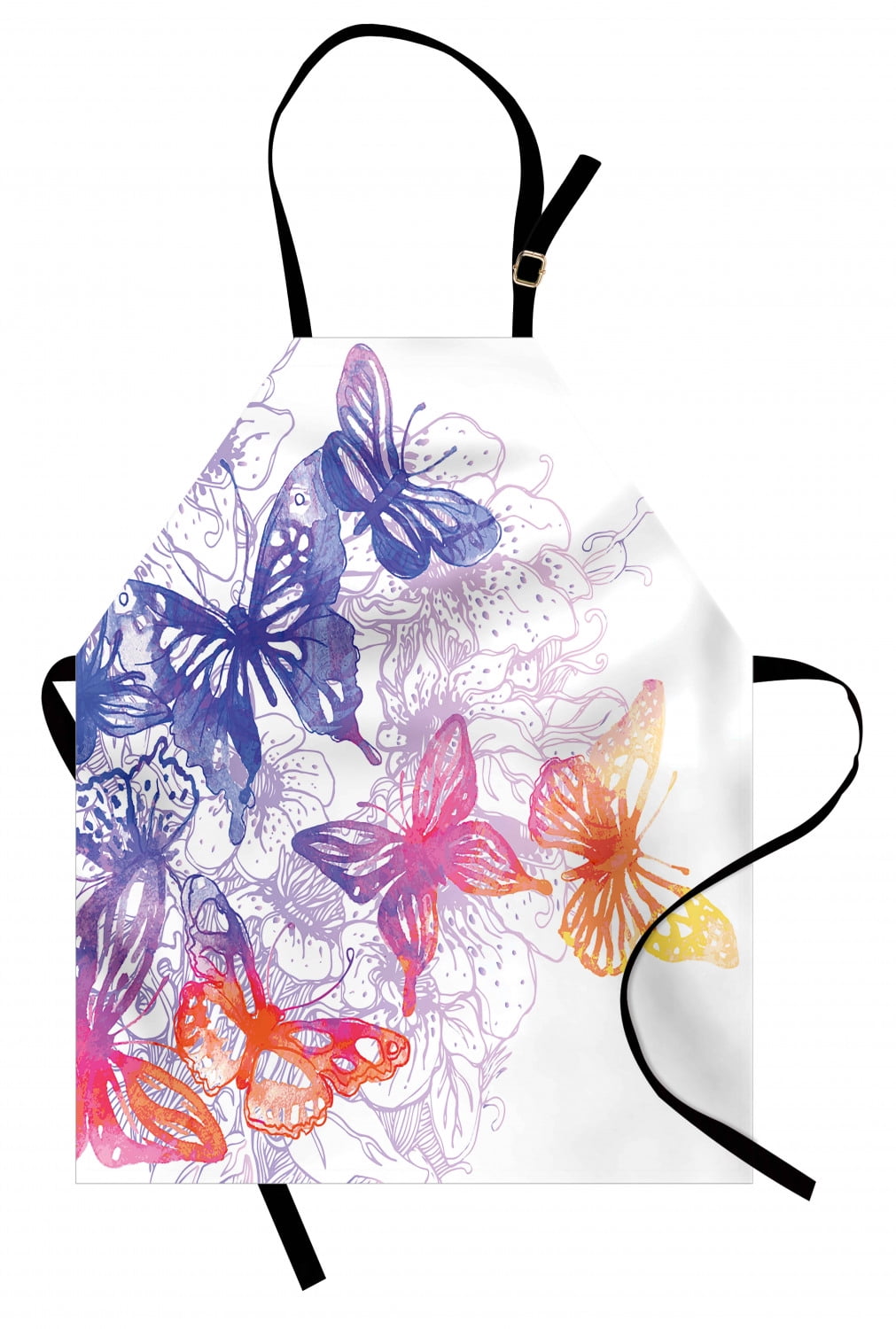 Watercolor Apron Fantastic Composition with Flying Butterflies ...