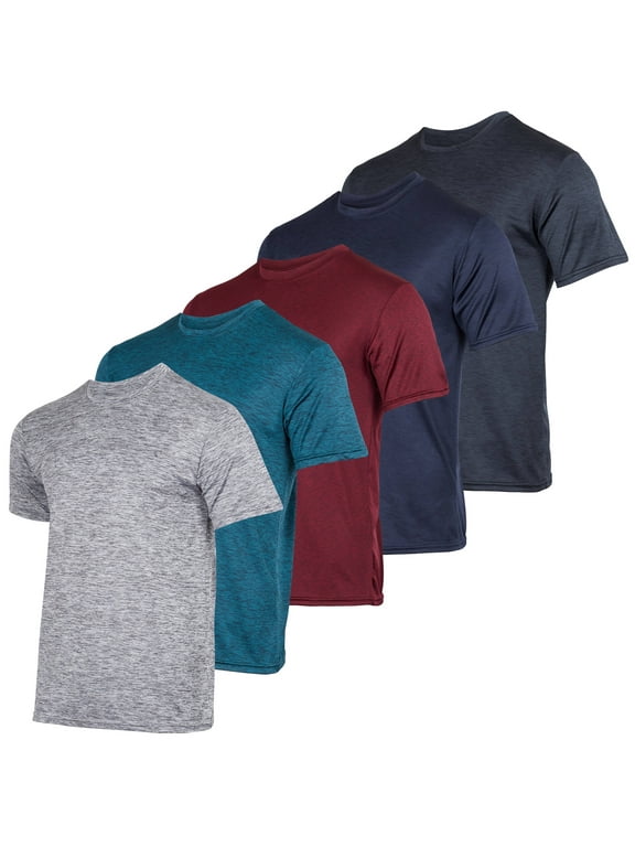 Real Essentials 5 Pack: Men’s V-Neck Dry-Fit Moisture Wicking Active ...
