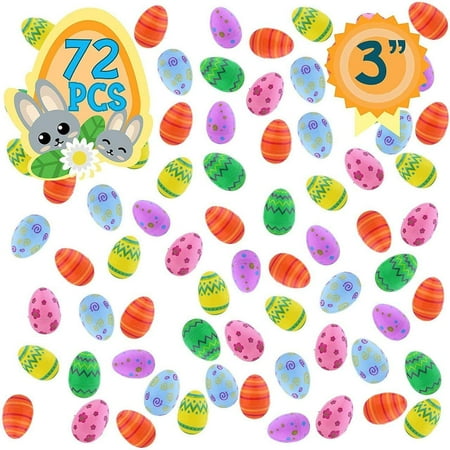 72 Plastic Fillable Easter Eggs With Bright Colors And Patterns - Ready ...