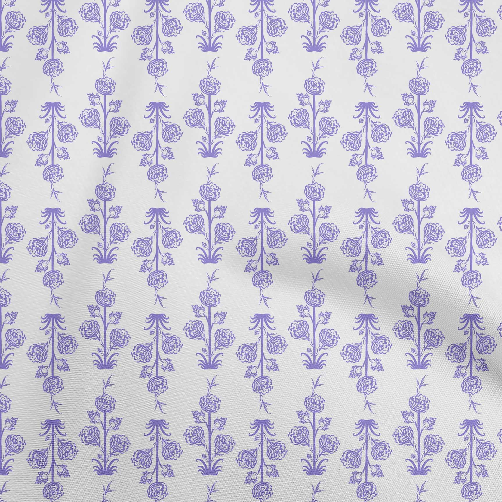 oneOone Velvet Purple Fabric Asian Block Floral Sewing Material Print ...