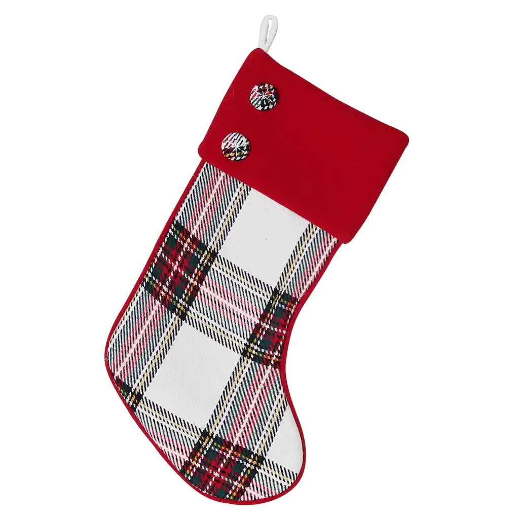 20" White Plaid Stocking by Ashland - Walmart.com