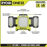 RYOBI ONE+ 18V Cordless Hybrid LED Panel Light, 3000 Lumens, 3-Settings ...