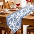 Blue Floral Table Runner Linen Burlap Table Runner 70 Inches Long ...