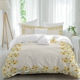 4 Piece Duvet Cover Set Queen, Retro Country Yellow Daisy Soft ...