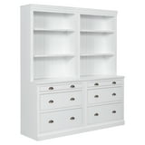 Harper & Bright Designs Tall Bookshelf with LED Lighting, White ...