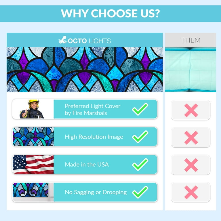 Fluorescent Light Diffuser Stained Glass | Shelly Lighting