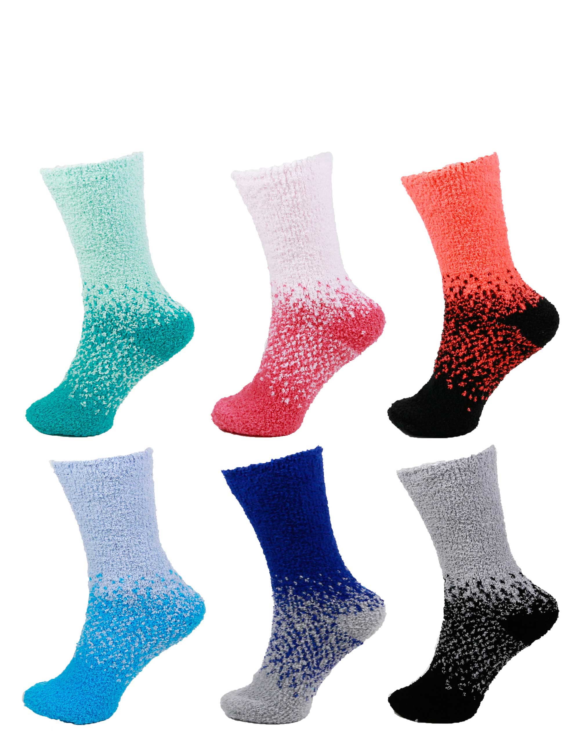 BambooMN - Assorted Fuzzy Gradient Socks - Assortment C - 6prs ...
