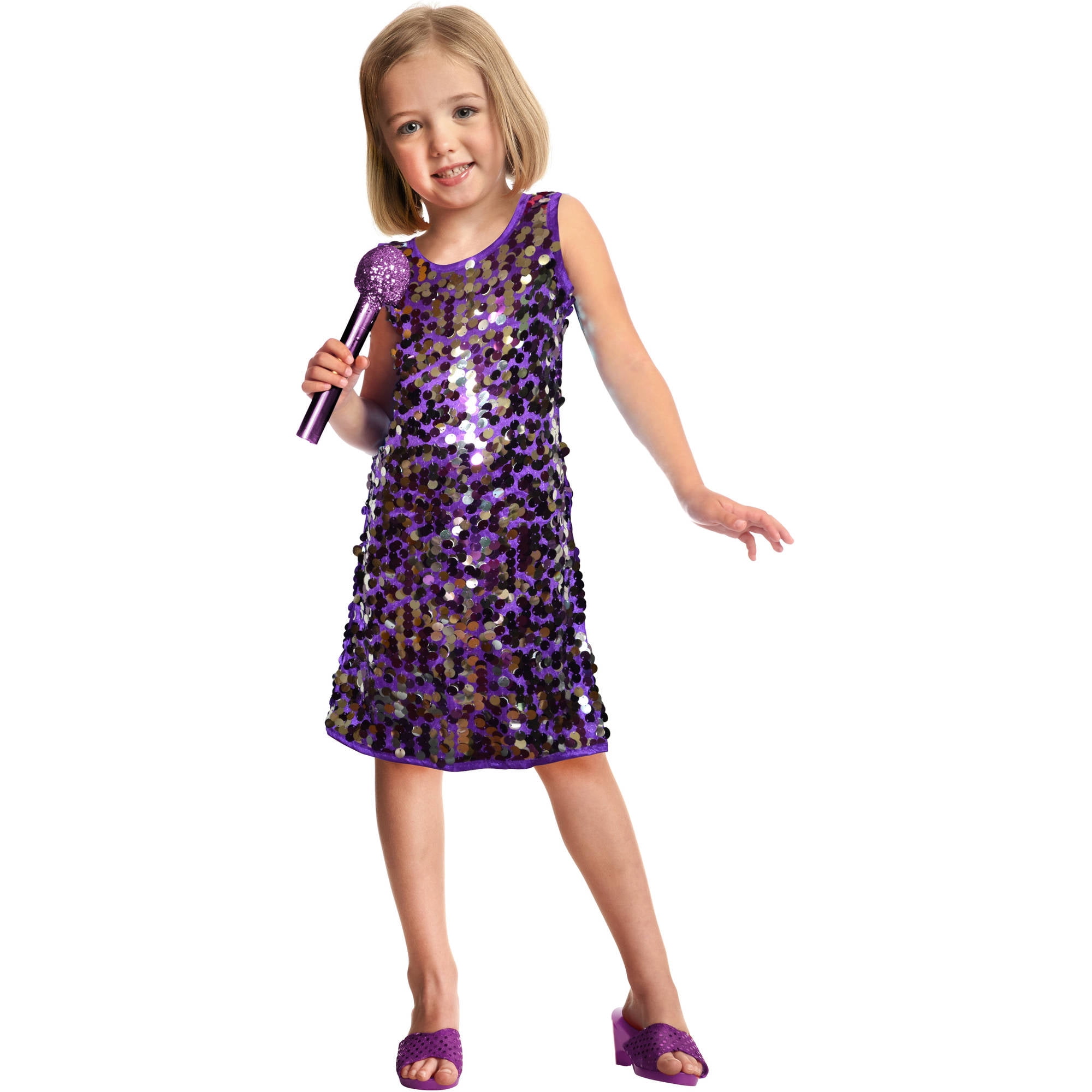 Sequins Pop Star Child Halloween Costume Purple Walmart