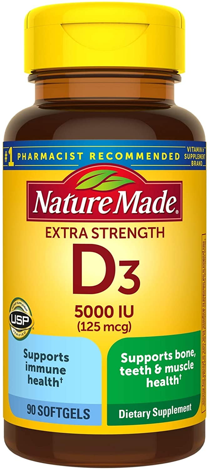 Vitamina D3 Nature Made 5000 IU 90 Cápsulas en gel | Walmart en línea