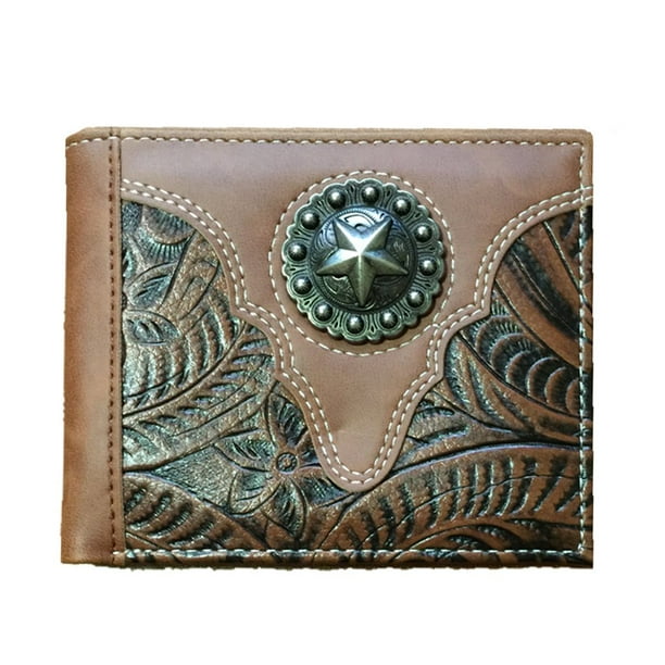 Premium Western Style Soft PU Leather Bifold Wallet in Multi- Emblem ...