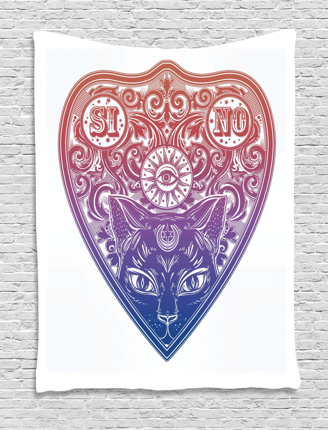 Ouija Board Tapestry, Sun with Eye in Middle and Black Cat with ...