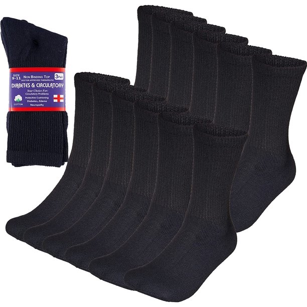 Special Essentials 12 Pairs Cotton Diabetic Socks Crew for Men and ...