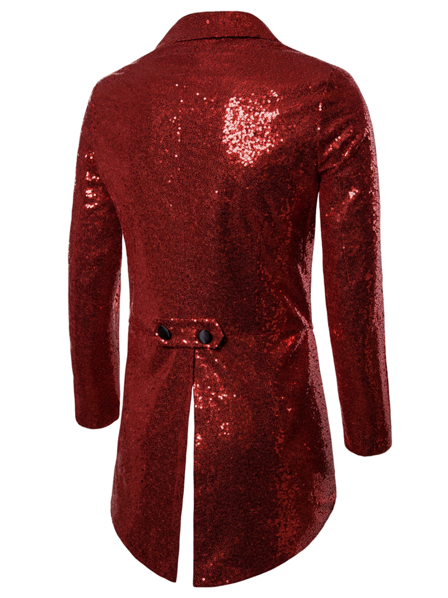 BEELADAN Men's Suit Sequin Tailcoat Swallowtail Suit Jacket Party Show ...