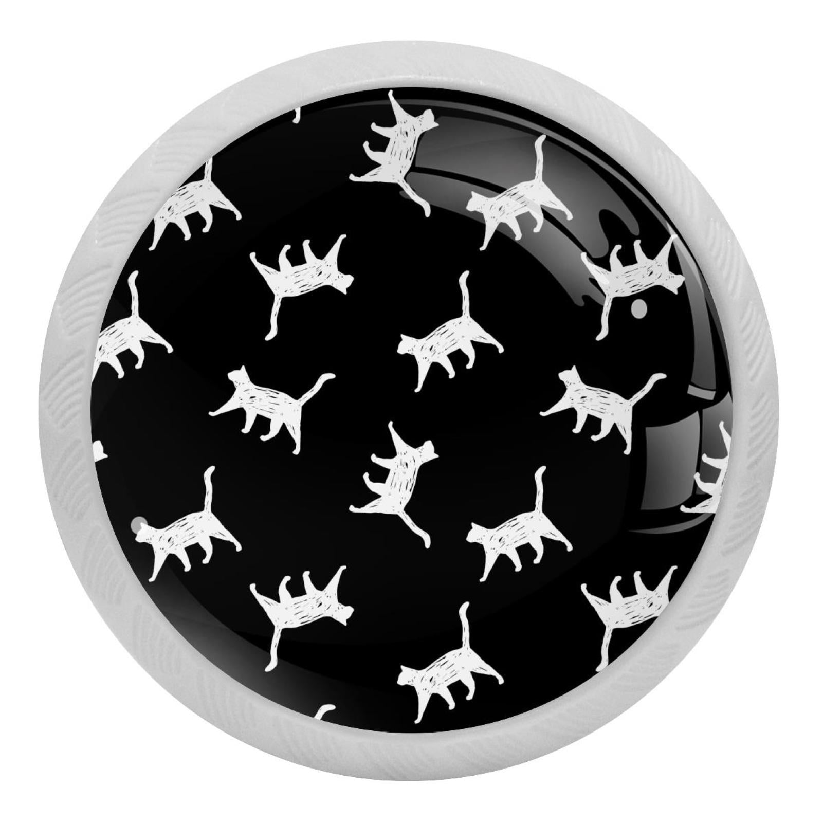 4PCS Round White Cats Cabinet Fluorescence Knob Glowing in the Dark ...