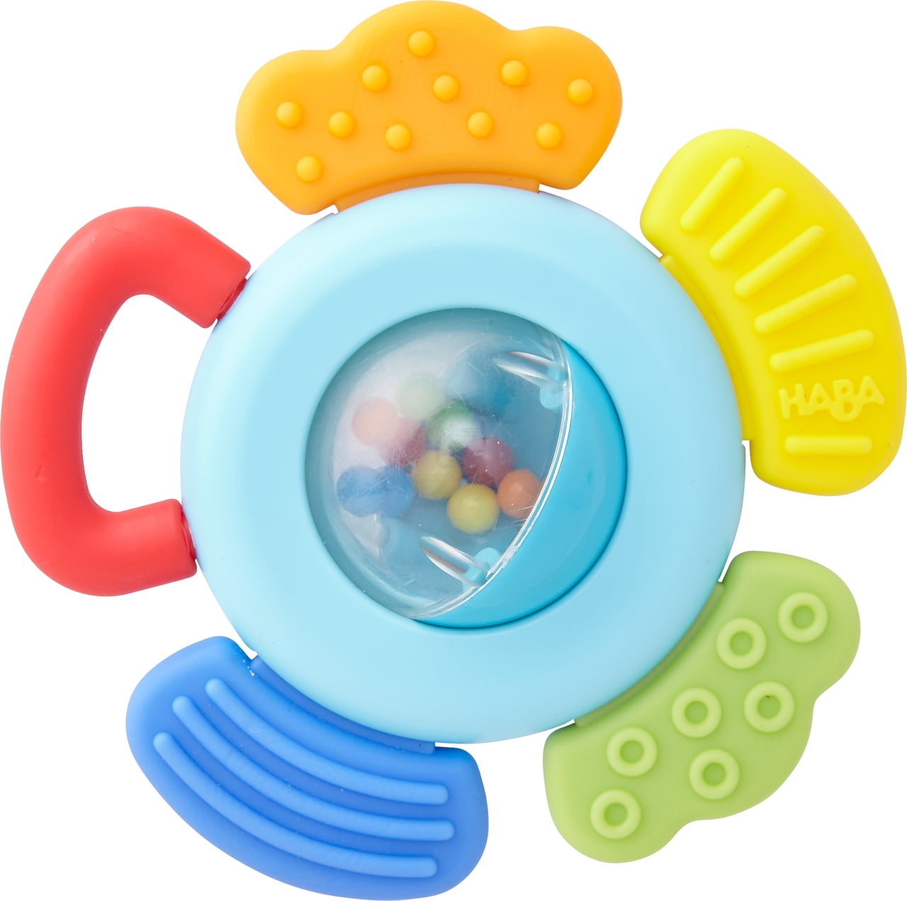 HABA Clutching Toy Blossom - Plastic Rattle with 4 Teething Elements ...