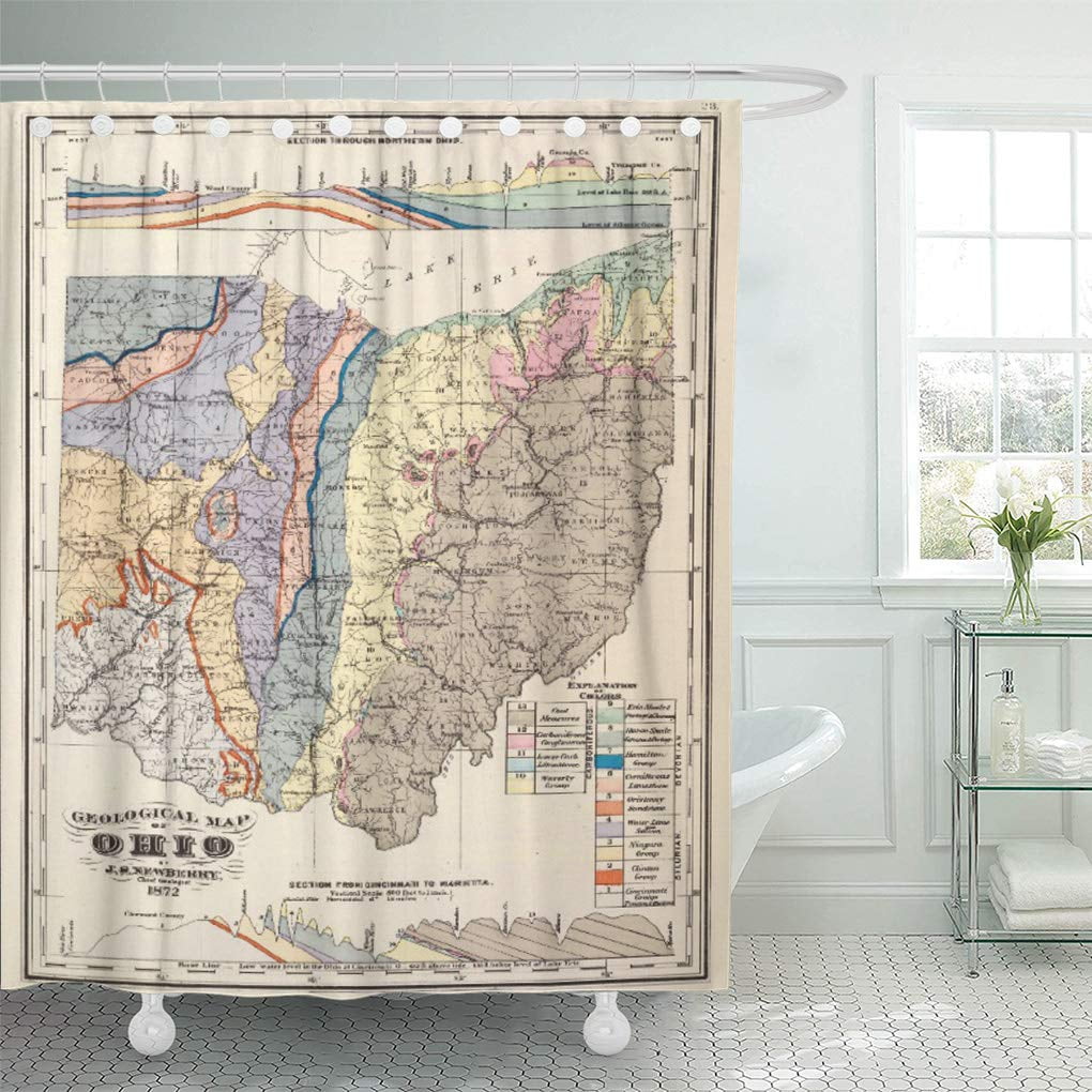 SUTTOM Geology Map of Ohio Col Lithographed Includes Section Through ...