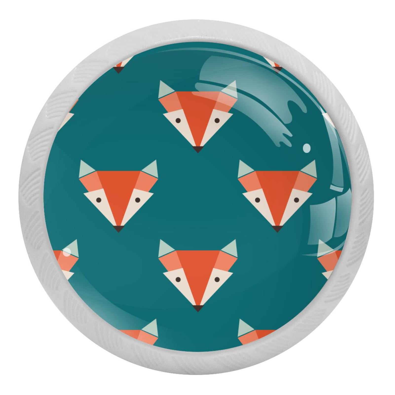 4PCS Round Fox Cabinet Fluorescence Knob Glowing in the Dark Furniture ...