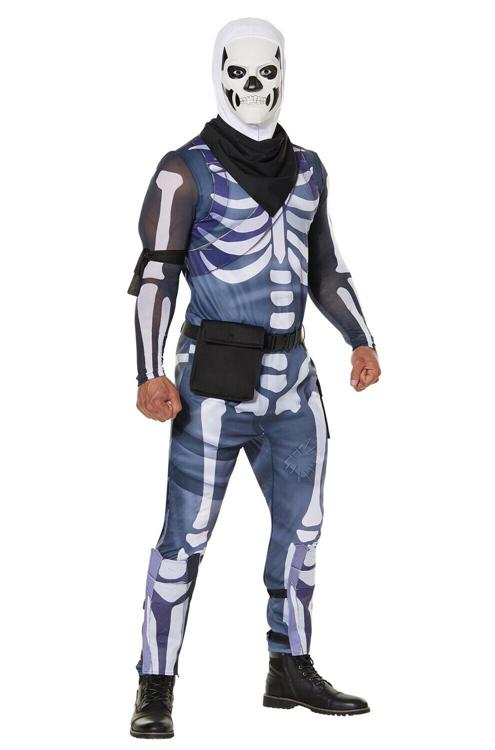 Fortnite Skull Trooper Adult Costume Skeleton Jumpsuit Cosplay Outfit ...