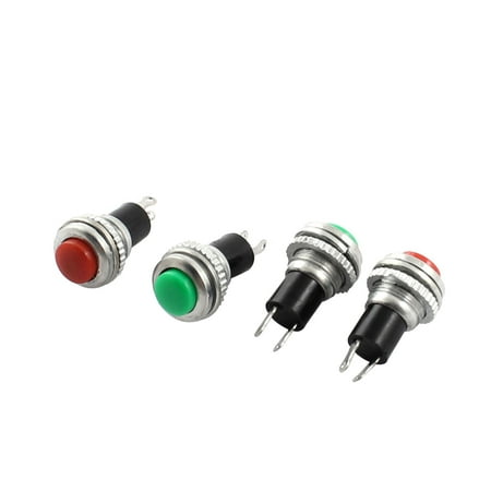 4pcs Red Green Button Momentary Metal Pushbutton Switch SPST AC125V 3A ...