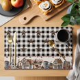 Black White Cotton Linen Placemats Set of 2, Buffalo Plaid Country Star ...