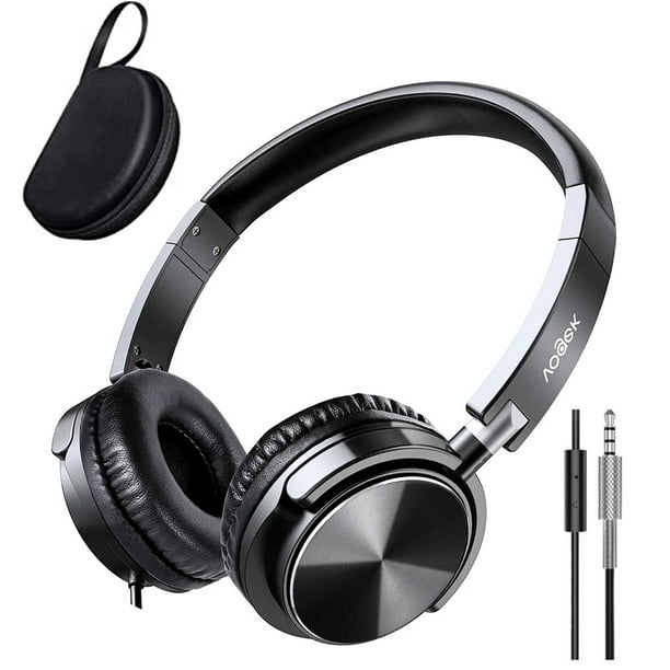 Headphones with Microphone, Foldable Wired Headphones with Deep bass ...