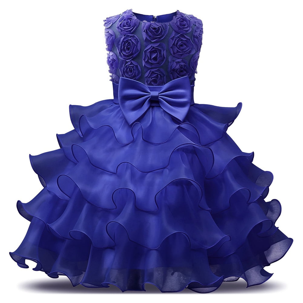 3-10T 3D Flower Girl Ruffle Cake Lace Dress for Kids Wedding Bridesmaid ...