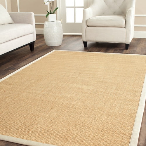 SAFAVIEH Natural Fiber Forrester Border Sisal Area Rug, Maize/Wheat, 8 ...